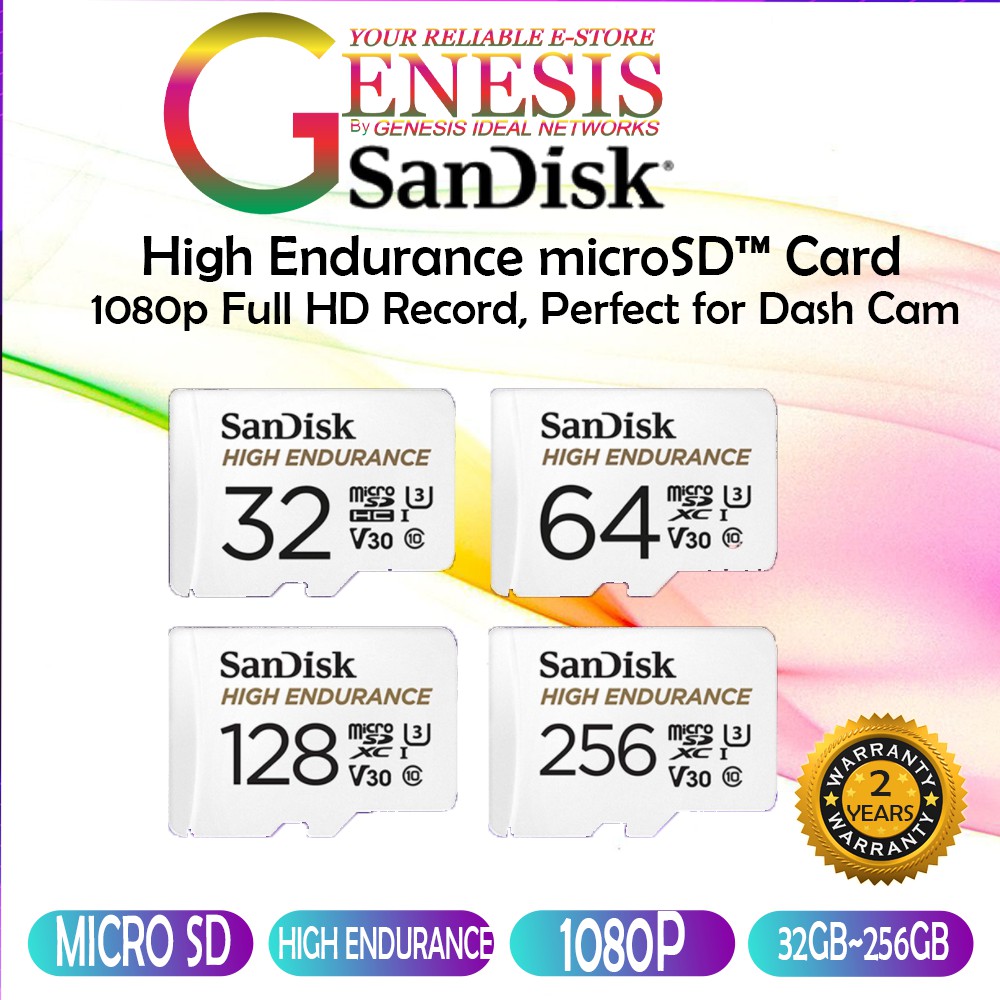 🔱GENESIS🔱 SanDisk HIGH ENDURANCE V30 U3 Class 10 microSD™ With Adapter For CCTV IP CAMERA ...