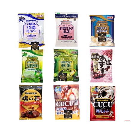 Japanese UHA milk candy with many flavors, just eaten and crushed ...