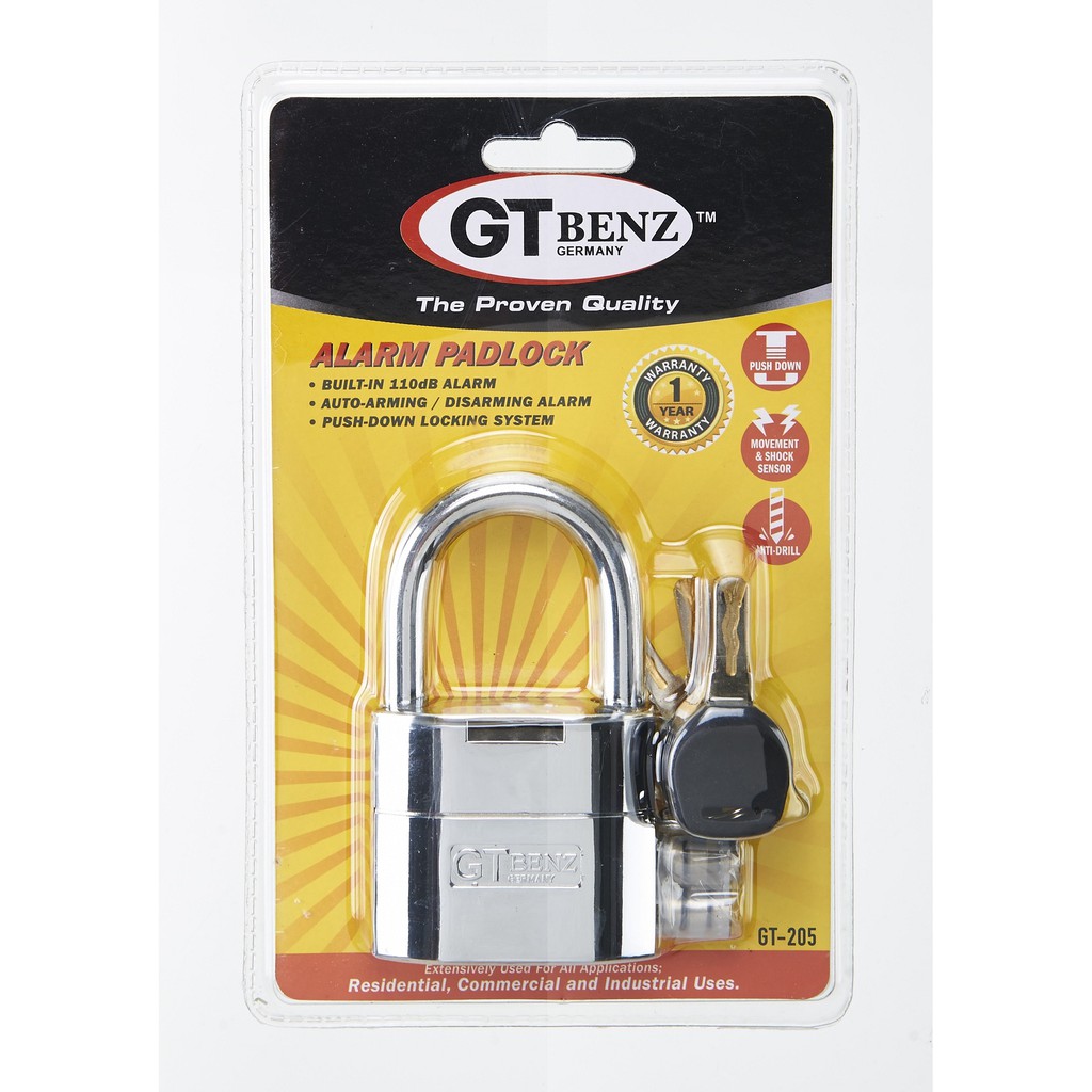 GT Benz Alarm Padlock (Single) | Shopee Malaysia