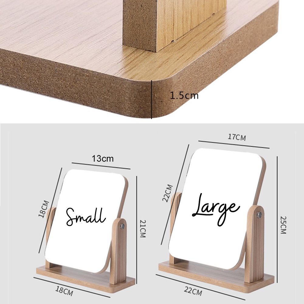 DC 360 Degree Rotating Face Mirror Minimalist Wooden Table Portable ...