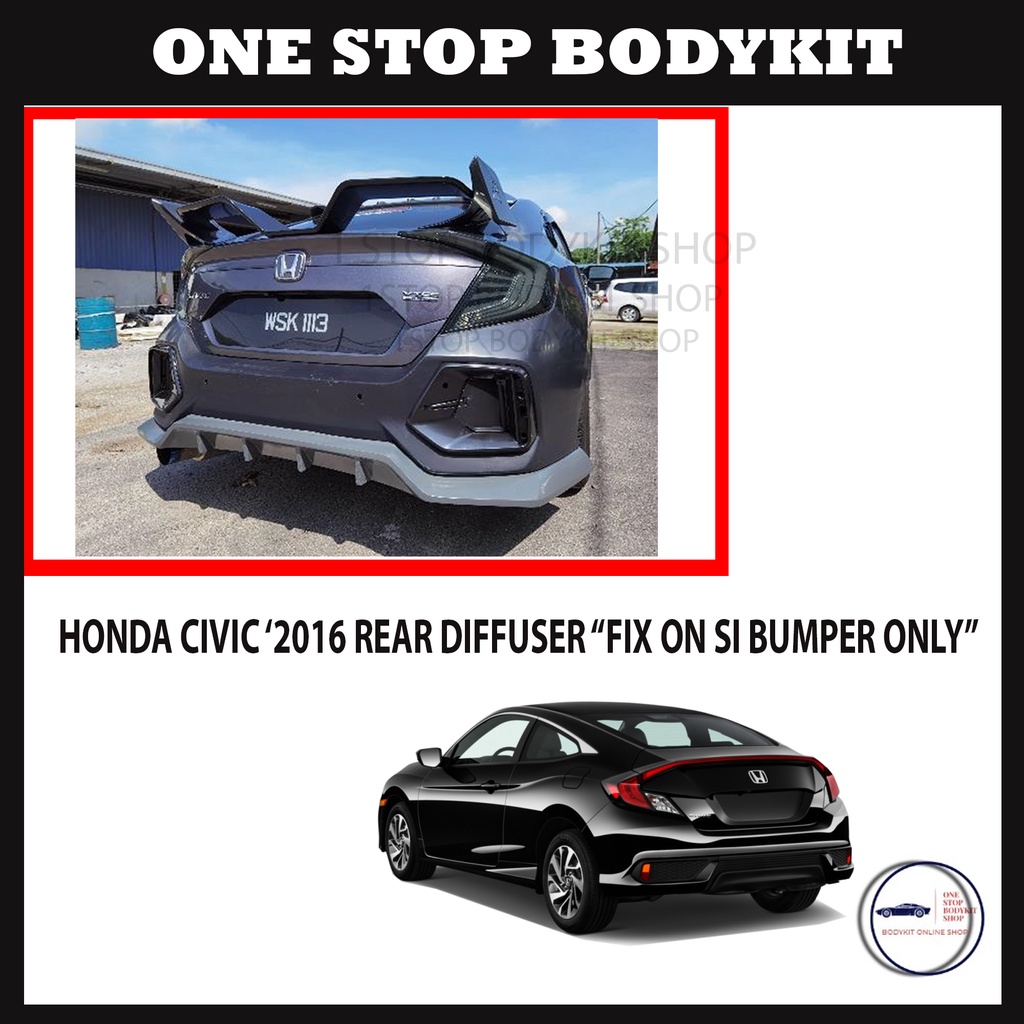 HONDA CIVIC FC 2016-2021 REAR DIFFUSER"FIX ON SI BUMPER ONLY PU ...