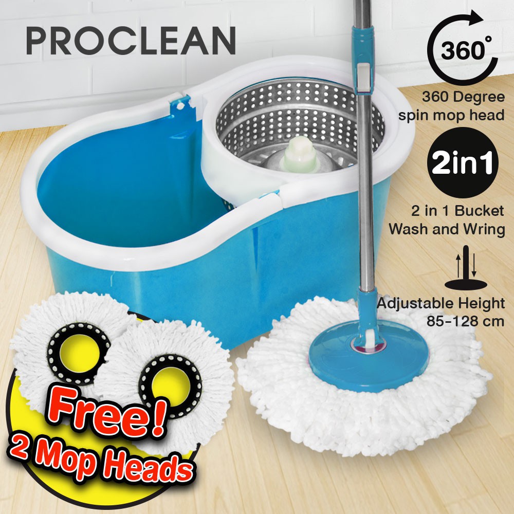 Pengemop Lantai Berkualiti ProClean // Spin Mop Stainless Steel Wringer ...