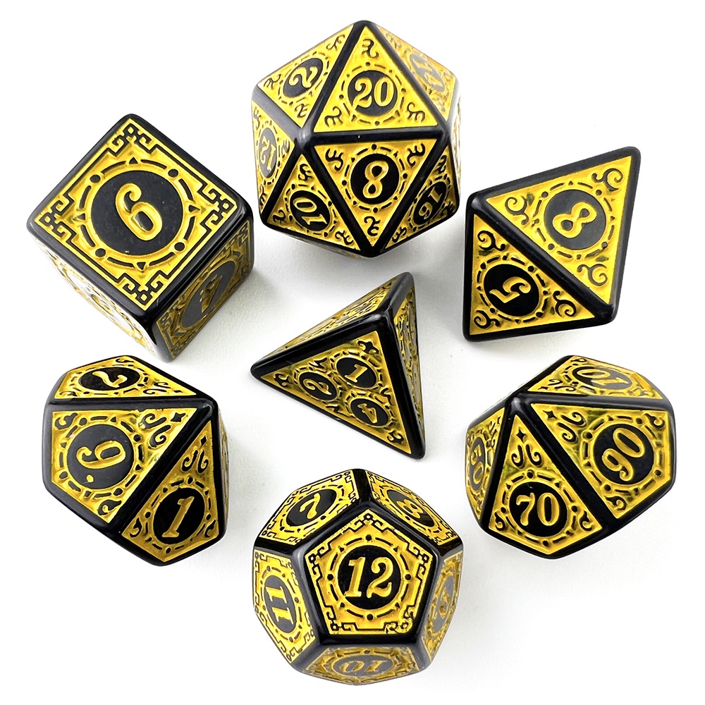 DND Polyhedral Dice Set with Textures Pattern 7pcs of D4 D6 D8 D10 D10 ...