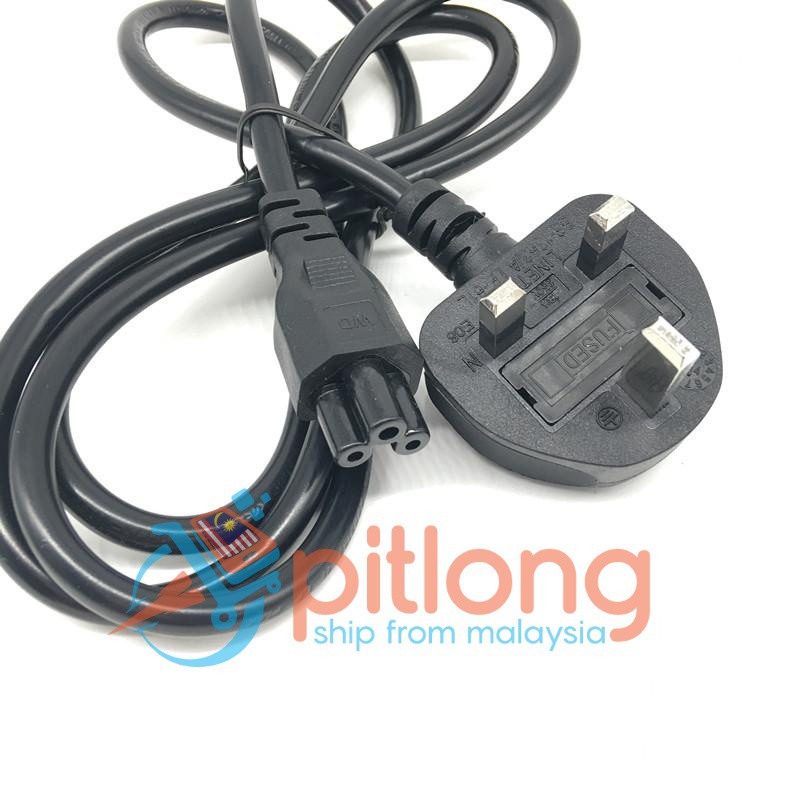 RAEDY STOCK !!! AC POWER CABLE WITH FUSED CLOVERLEAF UK 3 PIN PLUG 1.5M ...