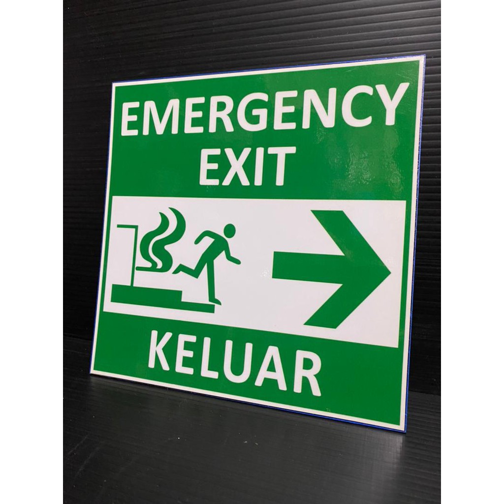 EMERGENCY EXIT / KELUAR SIGN WITH RIGHT/LEFT ARROW SIGN FIBER BOARD ...