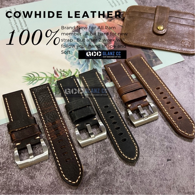 Pam Leather Watch Thick Leather Handmade Genuine Leather Watch Band ...