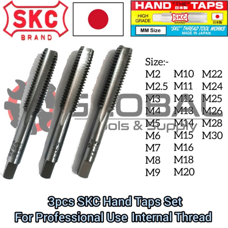 🇲🇾 READY STOCK 🇲🇾 SKC HAND TAP CARBON STEEL M2 - M20 (3PCS / SET) (METRIC) 🇯🇵 MADE IN JAPAN ...