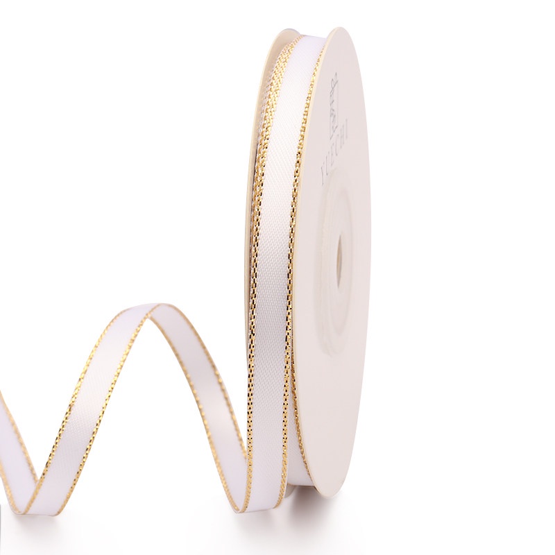 18.2metres/roll 6mm width gold rim thin ribbon handmade material rope ...