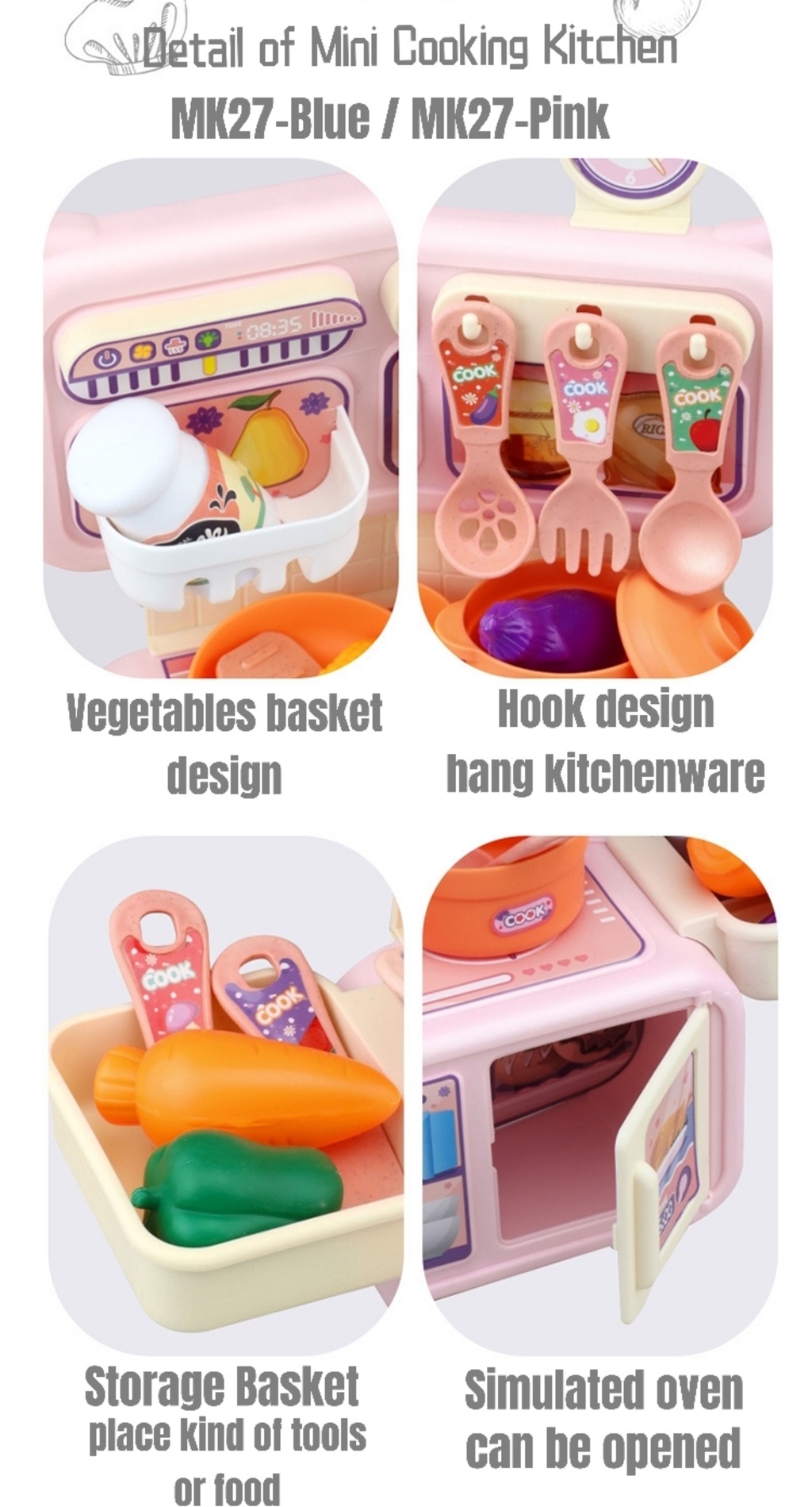Mini Kitchen Cooking Toys for kids Pretend Play Set Mainan Masak ...