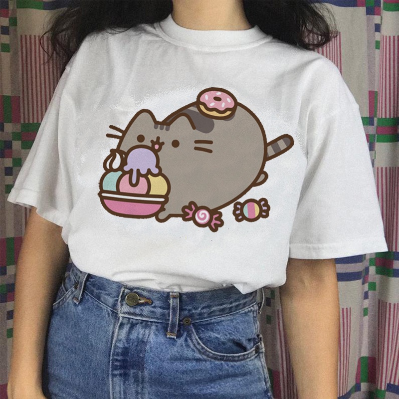 pusheen cat t shirt harajuku women Aesthetic tshirt clothes cartoon ...