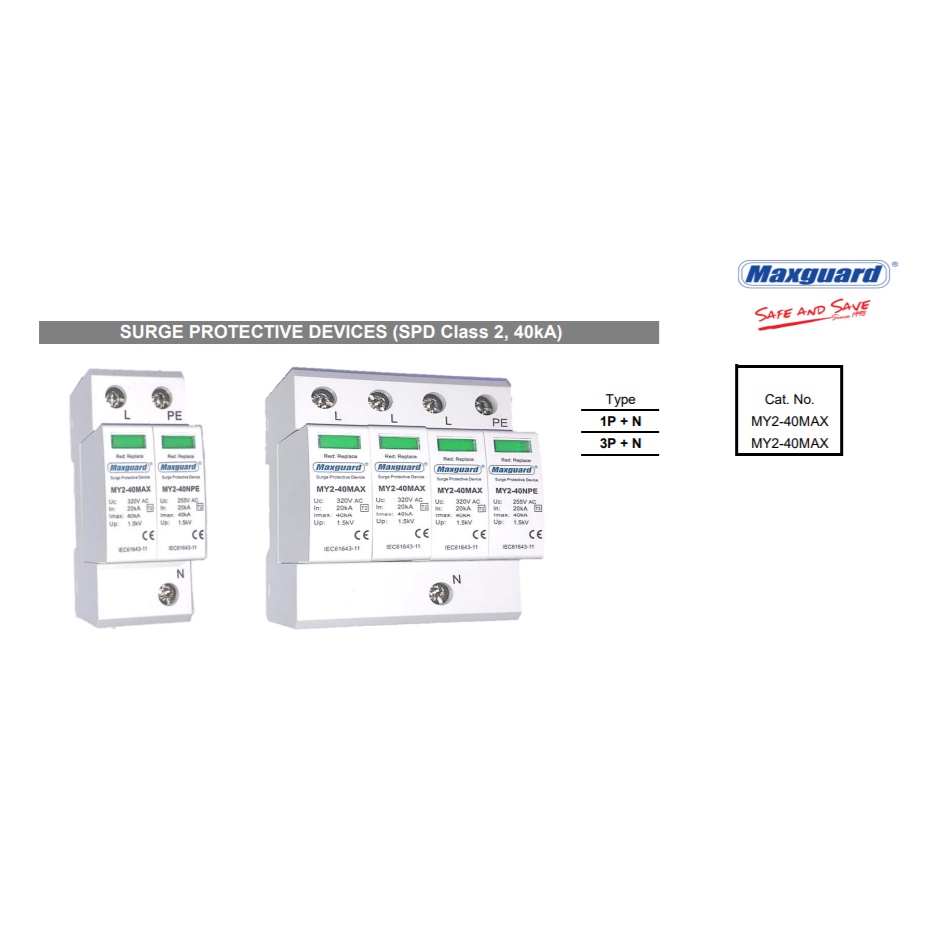 Maxguard Surge Protection Device -Maxguard SPD- 40kA - [2P-4P] - MY2 ...