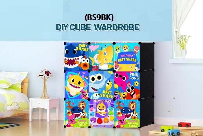 Almari Karton DIY Children Cartoon Cabinet Wardrobe Foldable Rack ...