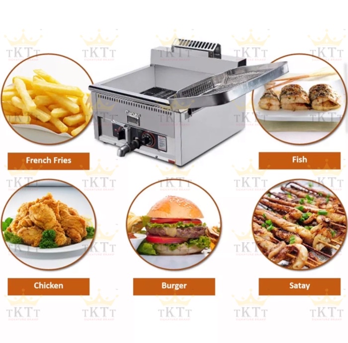 TKTT 17L Taiwan LPG Gas Deep Fryer Commercial Automatic Western ...