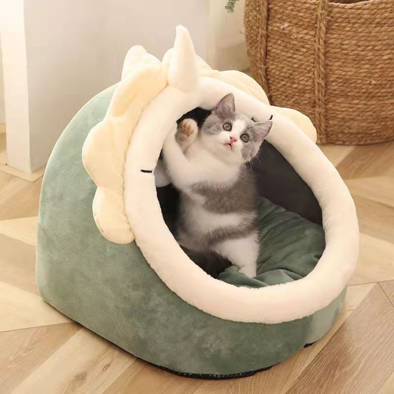 Cat Bed Cartoon Pet Bed Foldable Removable Washable Pet Sleeping Bed ...