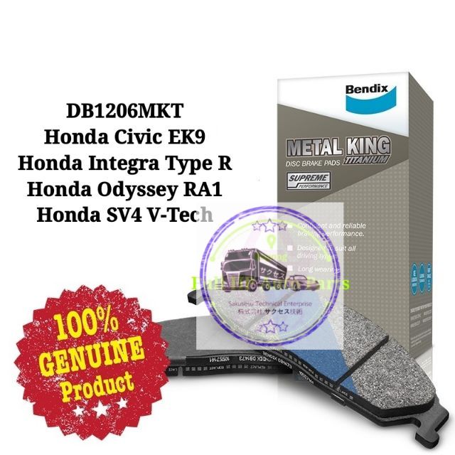 Original. Bendix DB1206MKT Front Brake Pad - Honda Civic EK9/ SV4 V ...
