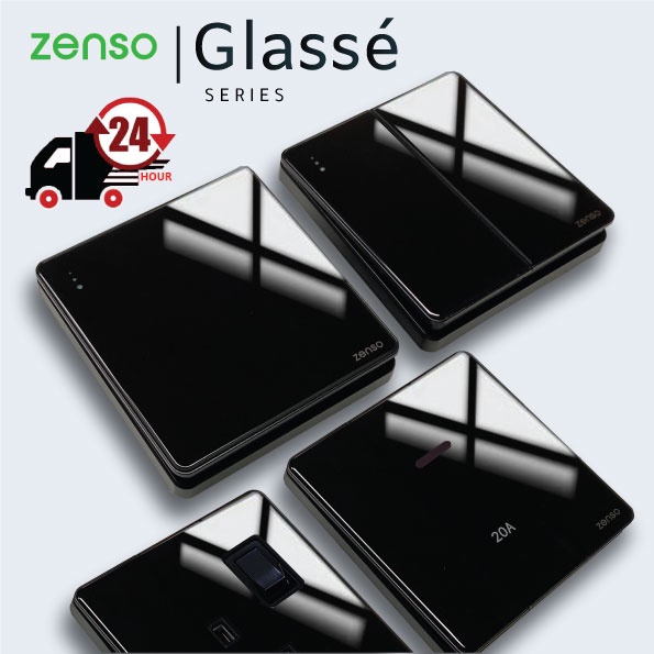 [SIRIM] ZENSO Glasse Black Glass Rocker Slim Switches & Socket Suis ...