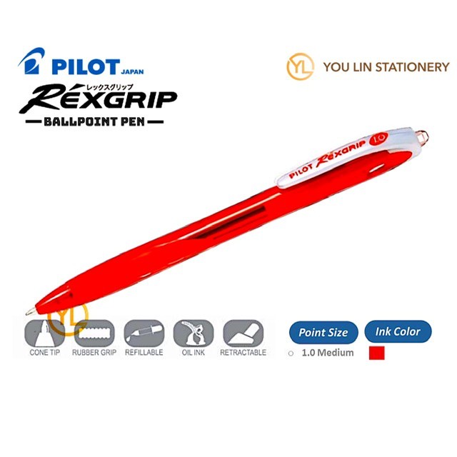 Pilot Rexgrip Ballpoint Pen - 0.5mm / 0.7mm / 1.0mm (BRG-10EF/F/M ...