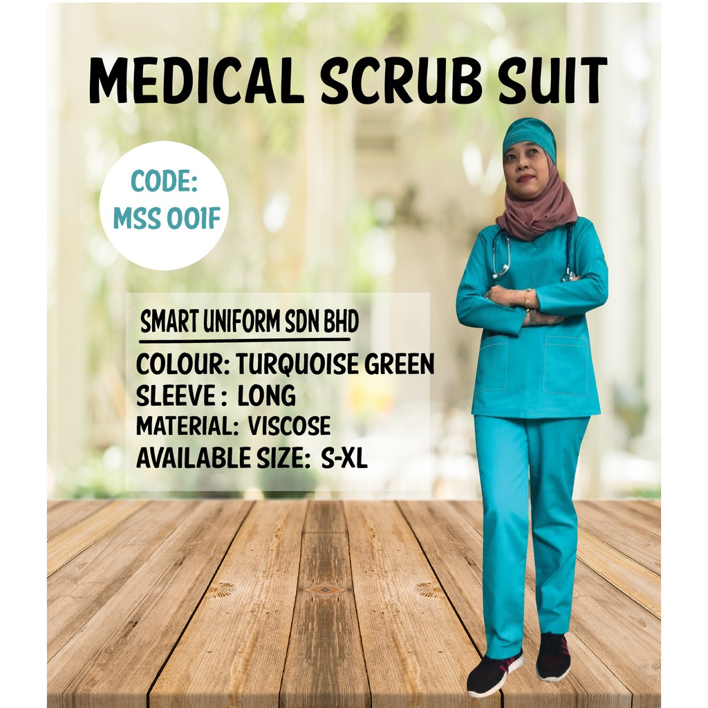 Scrub Suit (Turquoise Green) - MSS001F Smart Uniform | Shopee Malaysia