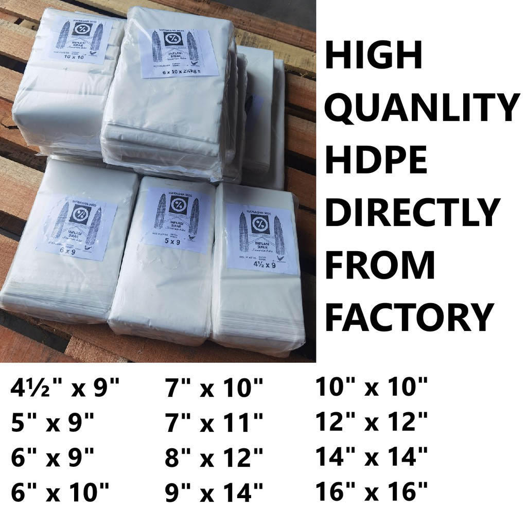️ 500gm HDPE Plastic Plastik Hot Bag Tabao Food Safe Hygiene HD PE Heat ...