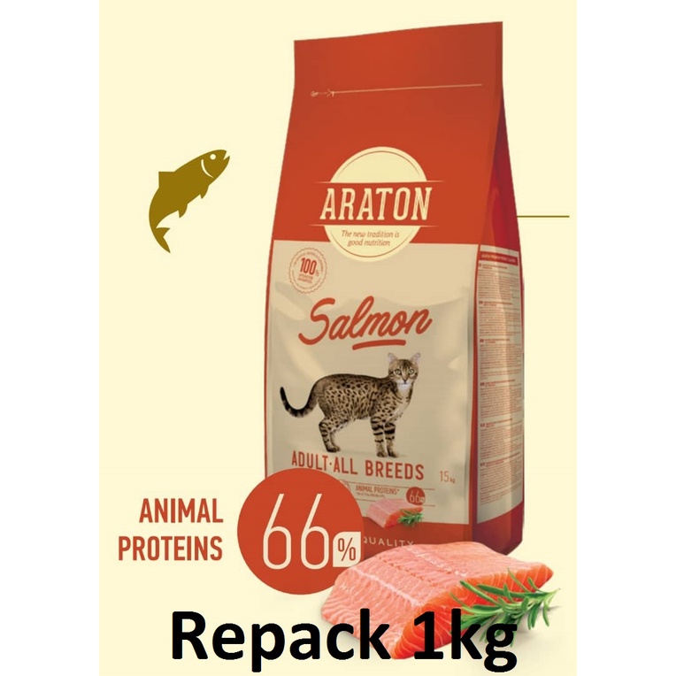 (REPACK 1kg) ARATON Cat Adult Salmon/Makanan Kucing/猫粮 | Shopee Malaysia