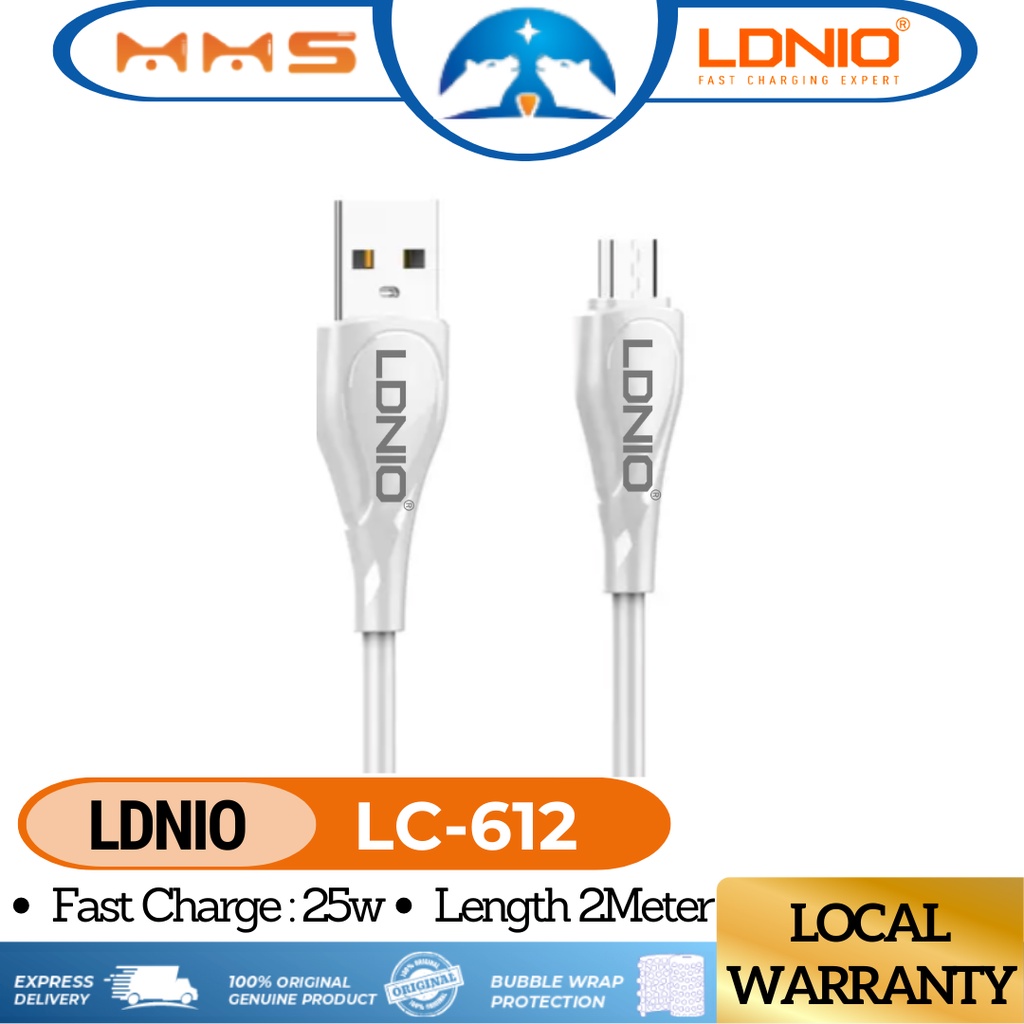 LDNIO LS612 Cable Fast Charging MAX 25W White Color 2m data cable ( 3 ...