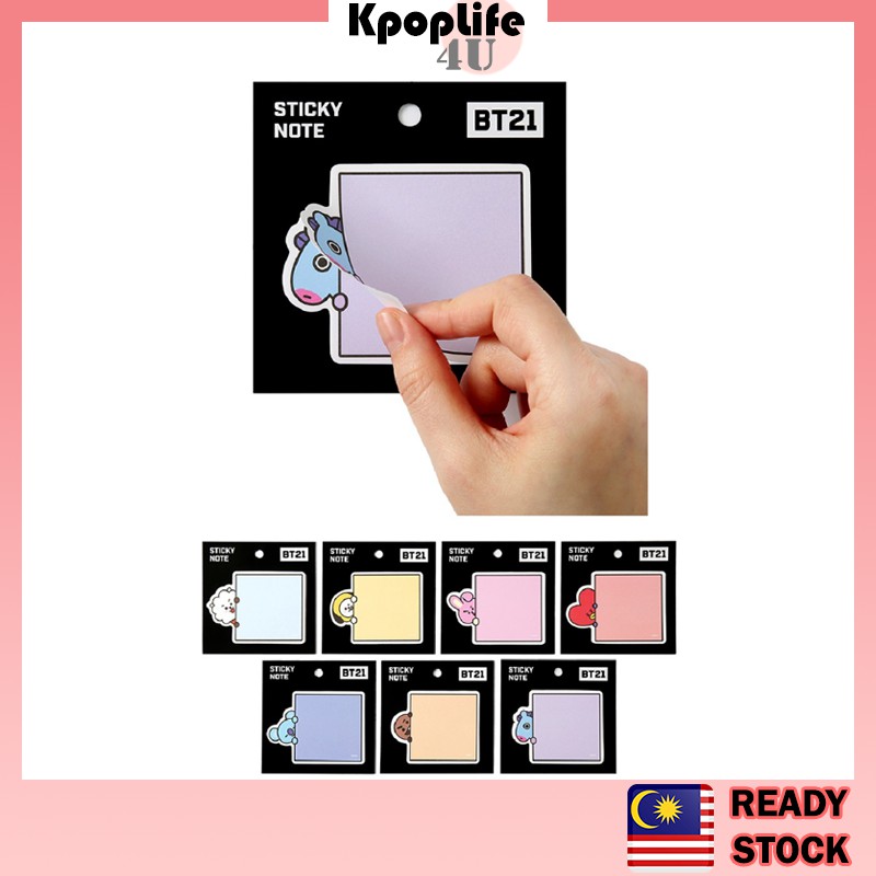 KPOP BTS BT21 Cute Cartoon Memo Pad Sticky Notes Office use Stationery ...