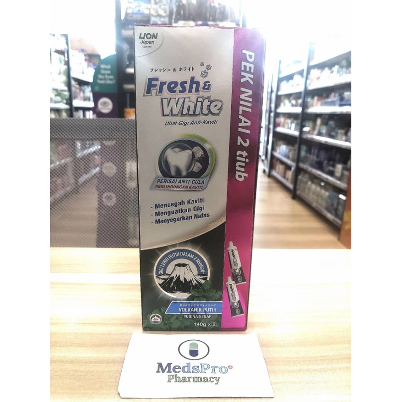 Lion Fresh & White Volcanic Whitening Fresh Mint 140gx2 | Shopee Malaysia