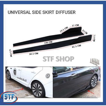 Universal Side Skirt Diffuser Body Kit Lip120CM Matte Black/Carbon myvi ...