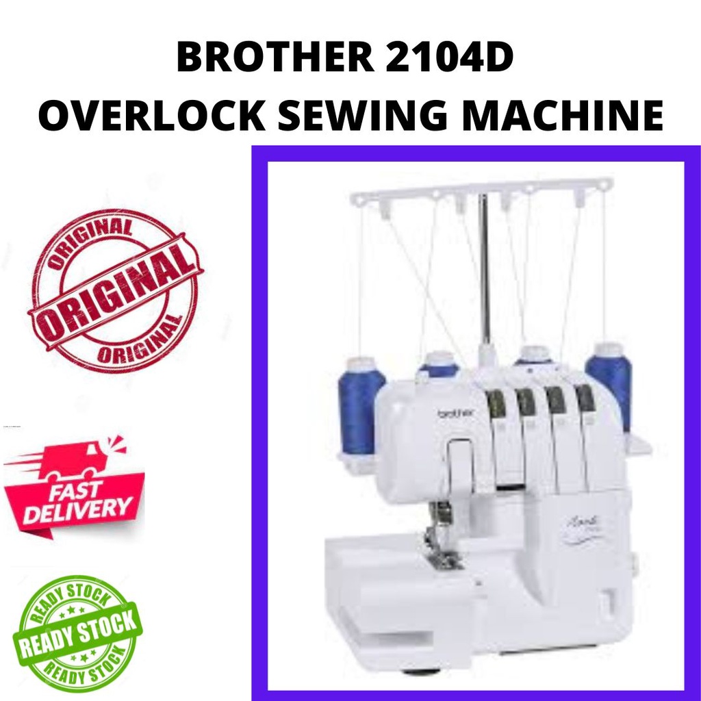 (ORIGINAL) Brother 2104D Overlock Sewing Machine / Mesin Jahit Tepi ...