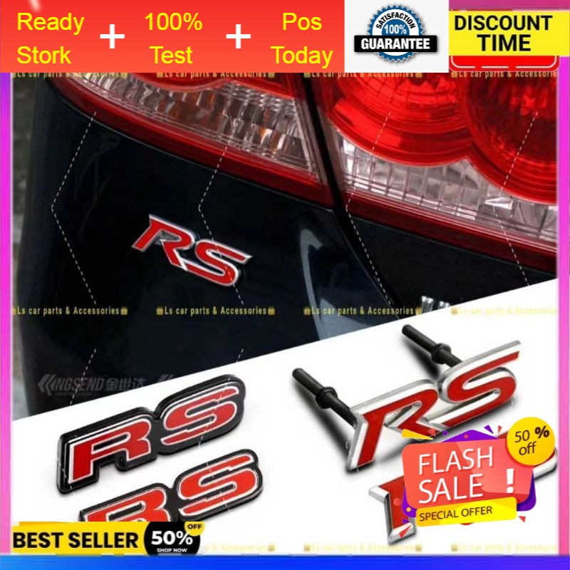 RS Logo Grill Emblem Badge Sticker Lip Front Bumper Bonnet Hood Metal ...