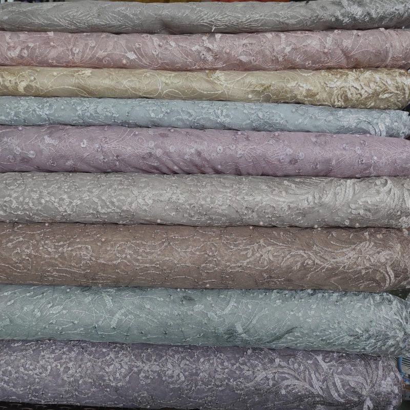 Full Embroidered Tulle Brocade Tile Brocade Fabric (0.5m) | Shopee Malaysia