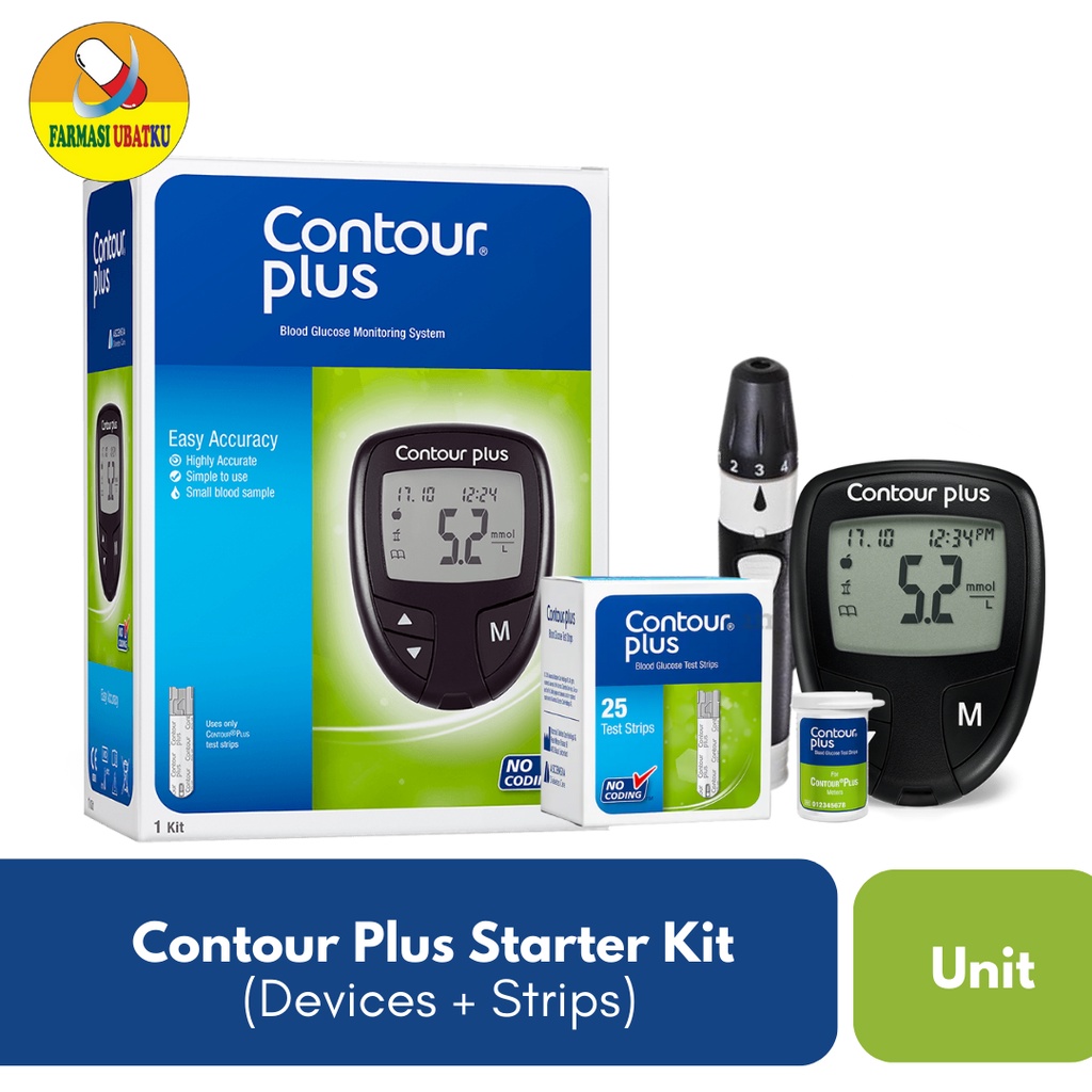 Contour Plus ELITE Blood Glucose Monitoring System Glucometer With 25's ...
