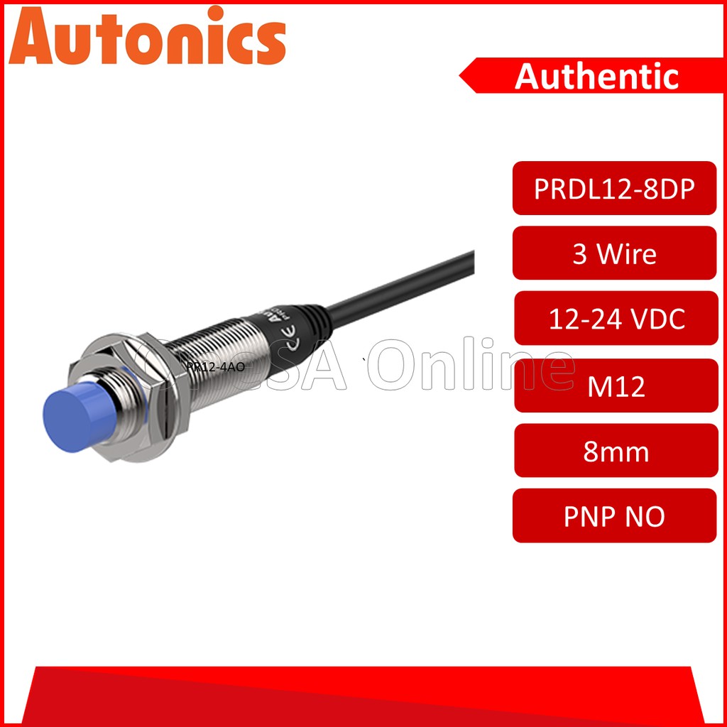 AUTONICS PROXIMITY SENSOR M12 8MM DC3 WIRE PNP NO(PRDL12-8DP-D12-24) | Shopee Malaysia
