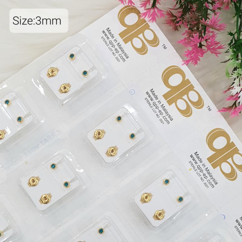 🇲🇾READY STOCK🇲🇾Gold Plated #3mm ( QPP Ear Piercing Earrings ) Subang ...