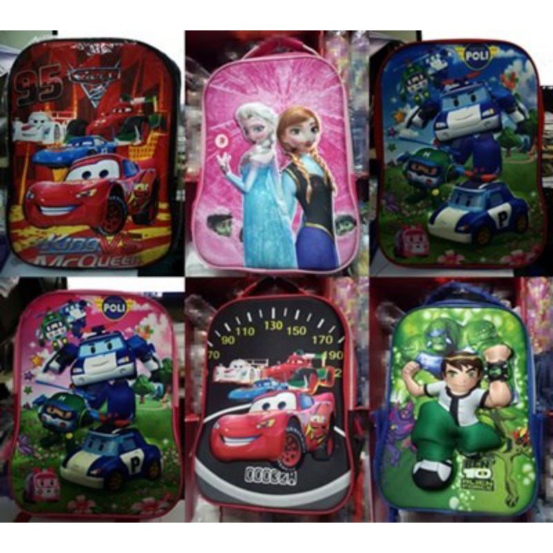 READY STOCK 3D PRIMARY SCHOOL BAG ( POLI / MCQUEEN / FROZEN / BEN 10 ...