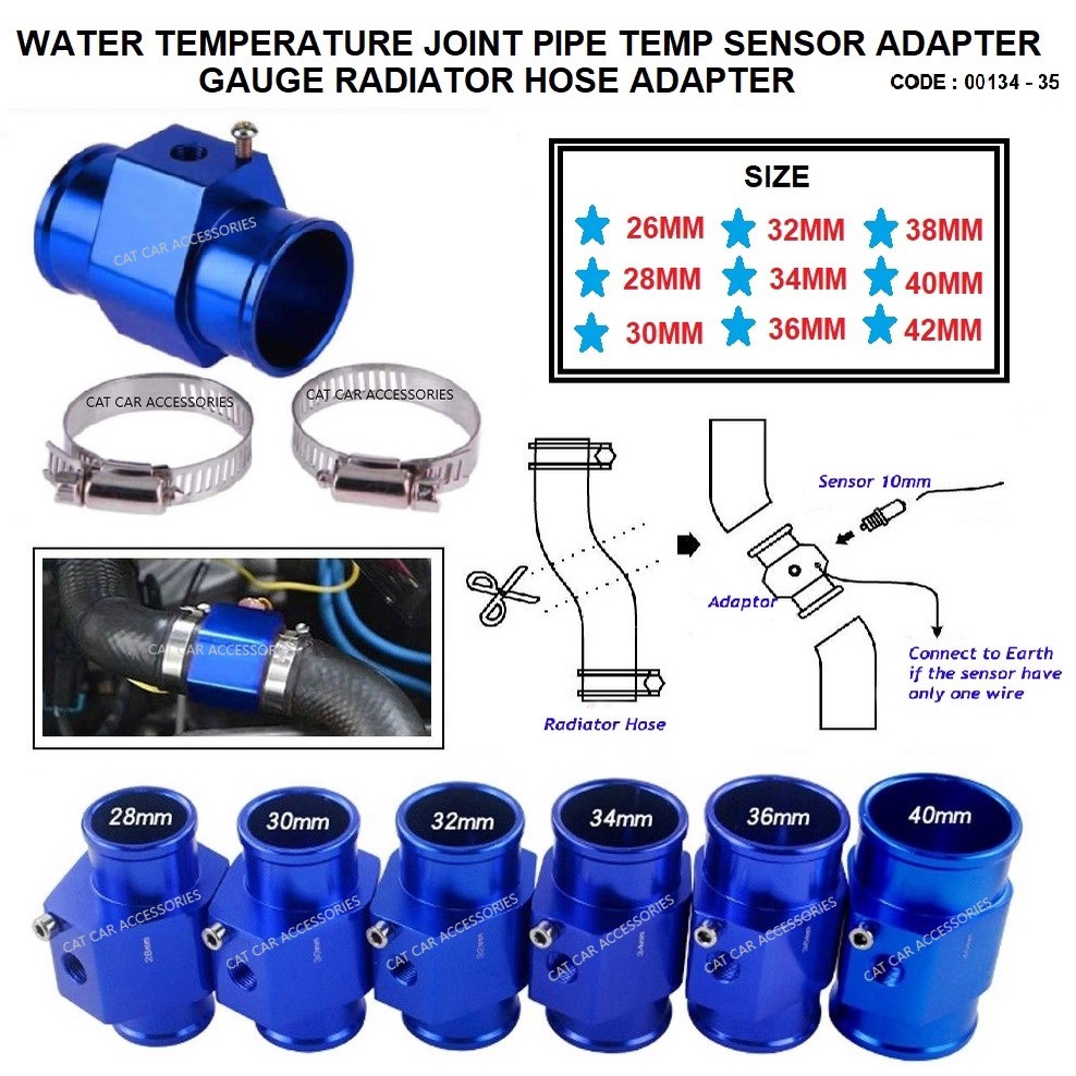 WATER TEMPERATURE JOINT PIPE TEMP SENSOR ADATER GAUGE RADIATOR HOSE ...