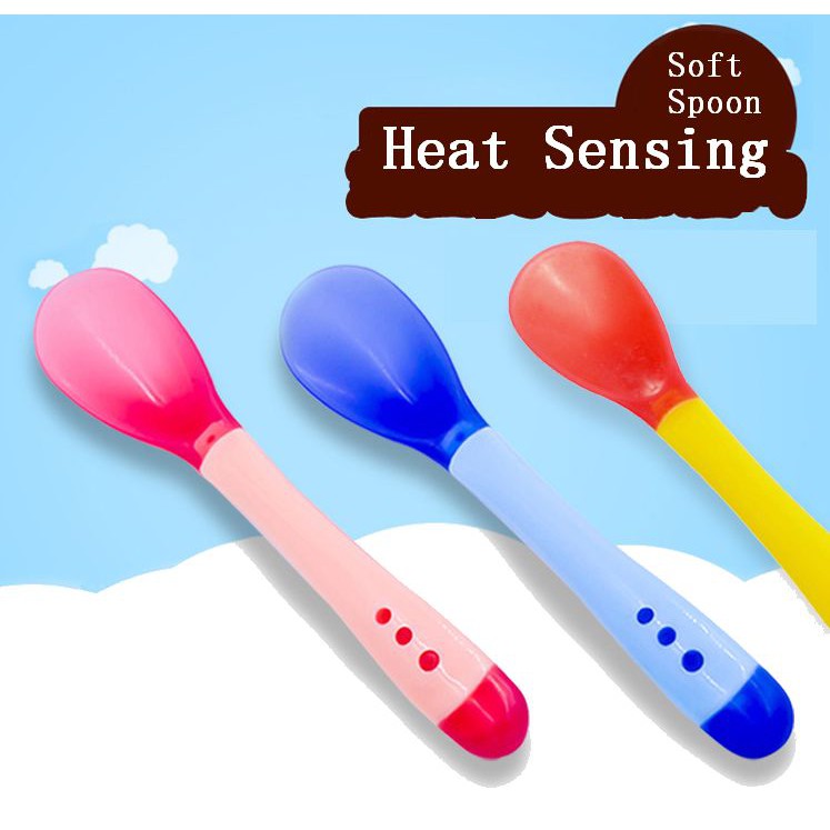 Heat Temperature Sensing Color Changing Babies Feeding Spoon Fork ...