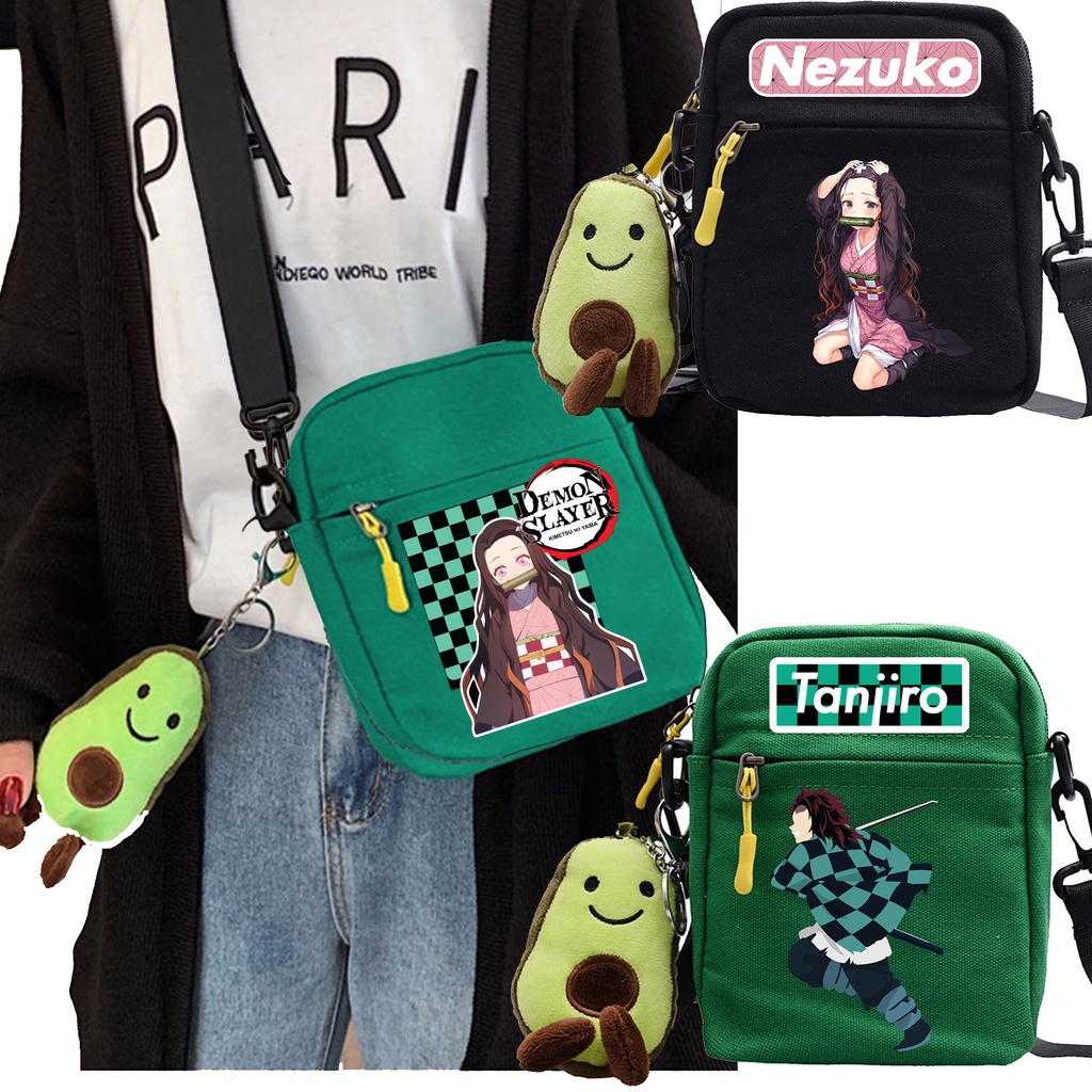 Demon Slayer Girl Shoulder Bags Anime Print Canvas Crossbody Bag Nezuko ...