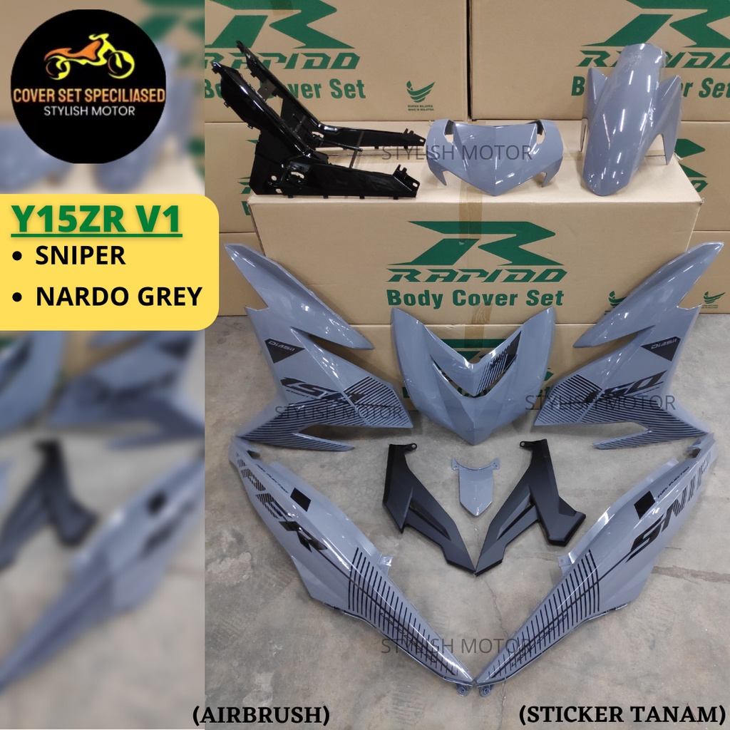 (STICKER TANAM/AIRBRUSH) RAPIDO COVER SET Y15ZR V1/V2 SNIPER NARDO GREY | Shopee Malaysia