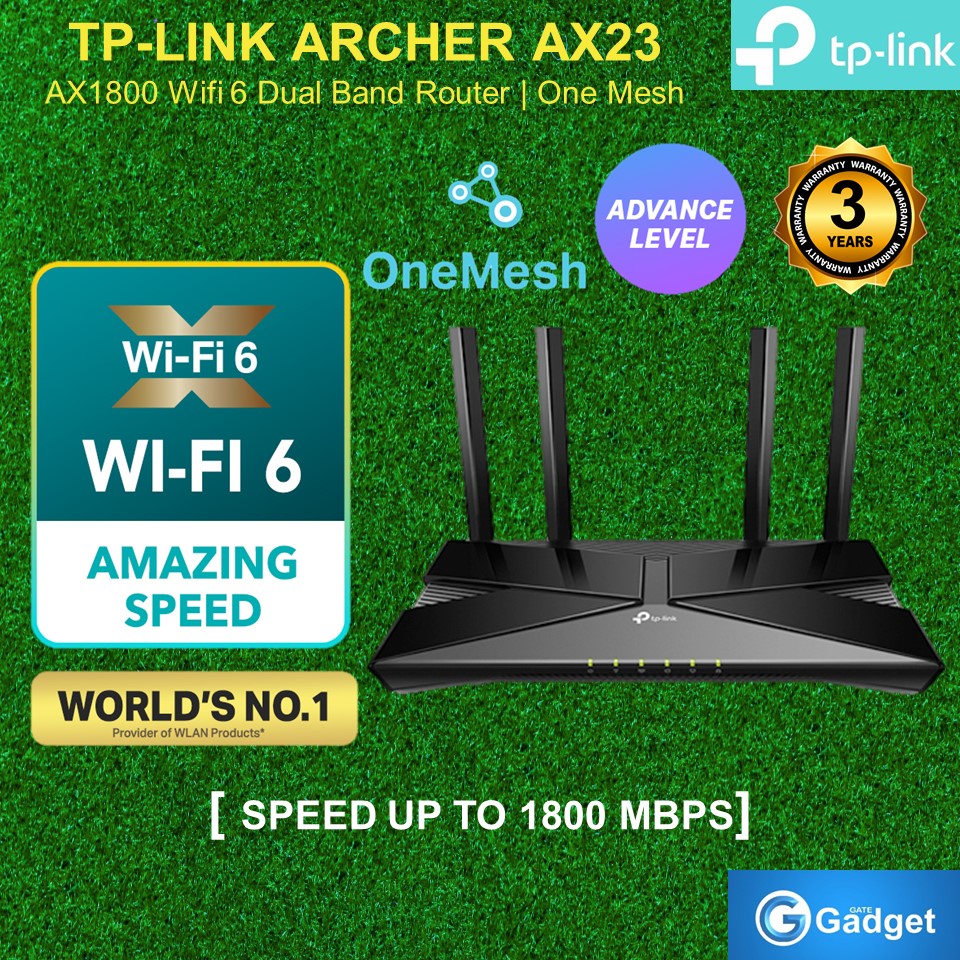 TP-LINK Wifi 6 AX1800 Router Dual Band One mesh Gigabit Wireless Archer ...