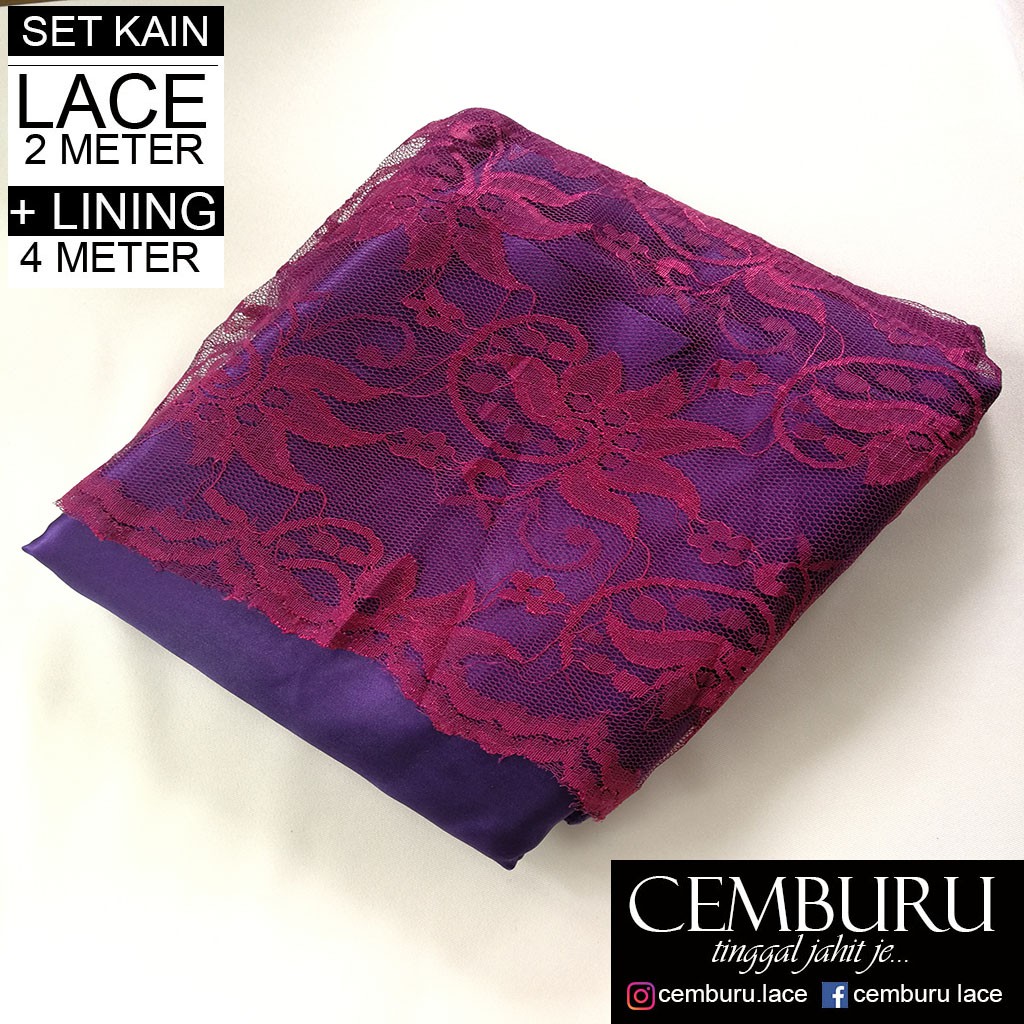 🔥CLEAR STOCK🔥 SET KAIN LACE [2 METER] + LINING [4 METER] BERKUALITI ...