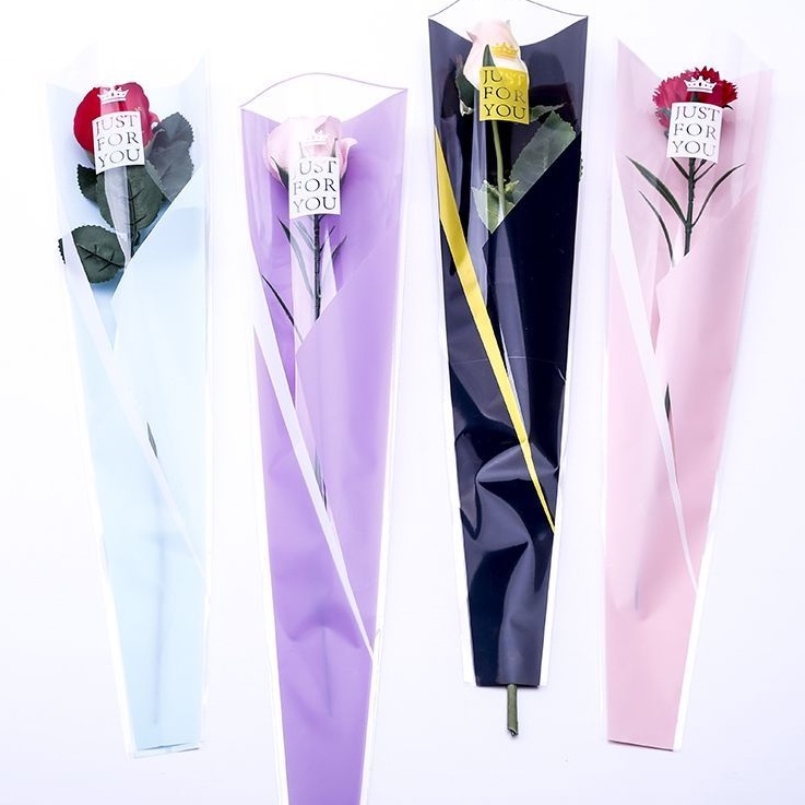 50Pcs Single Flower Bag Bouquet Transarent Wrapping Plastic Opp Bag ...