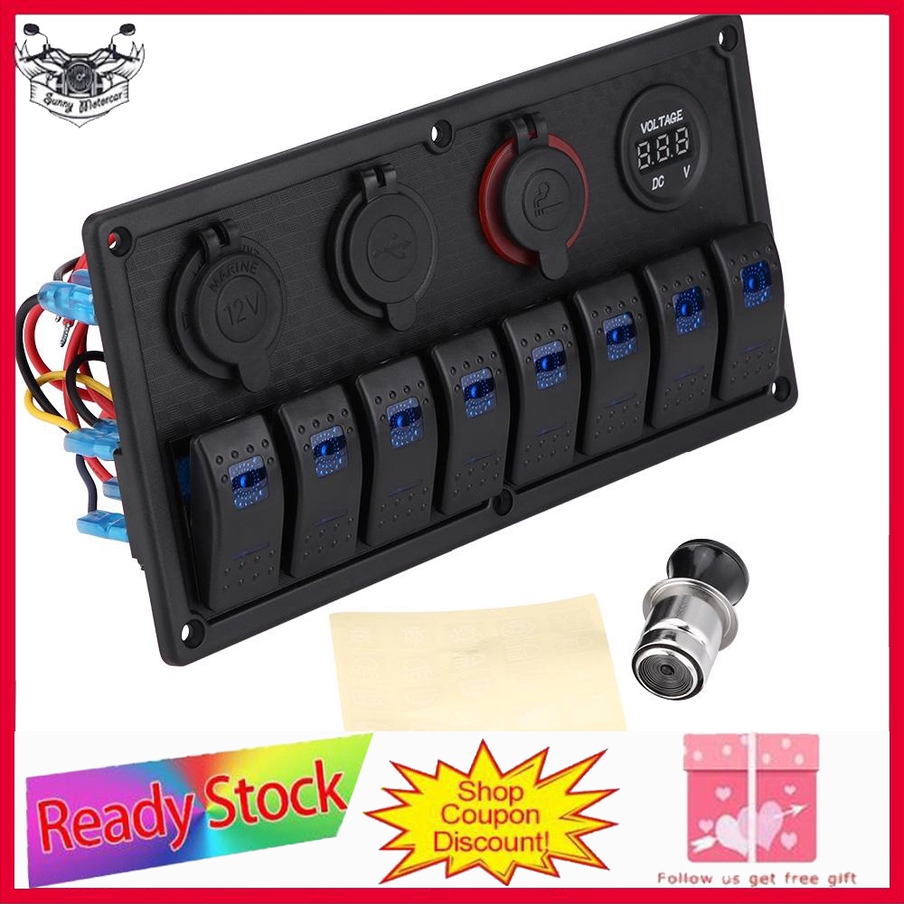 8 Gang Waterproof Marine Switch Panel Rocker for Boat/Caravan AU ...