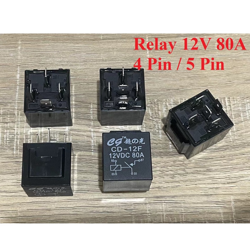 [Ready Stock] Relay 12V 80A 4 Pin / 5 Pin for Universal Automotive Car ...