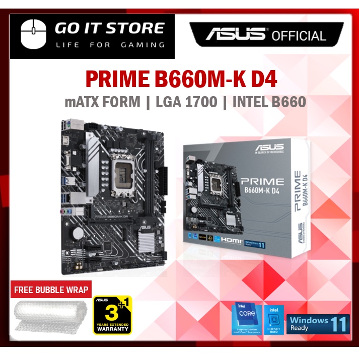 ASUS PRIME B660M-K D4 Intel B660 LGA1700 mATX Motherboard | Shopee Malaysia