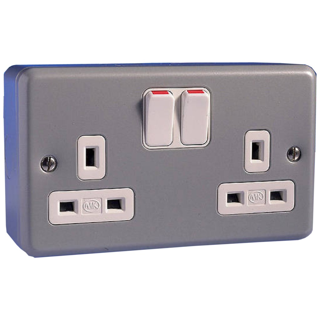 1 pcs - MK G2946ALM 13A 250V ~ 2 gang Metal Clad Switch Socket Outlet | Shopee Malaysia