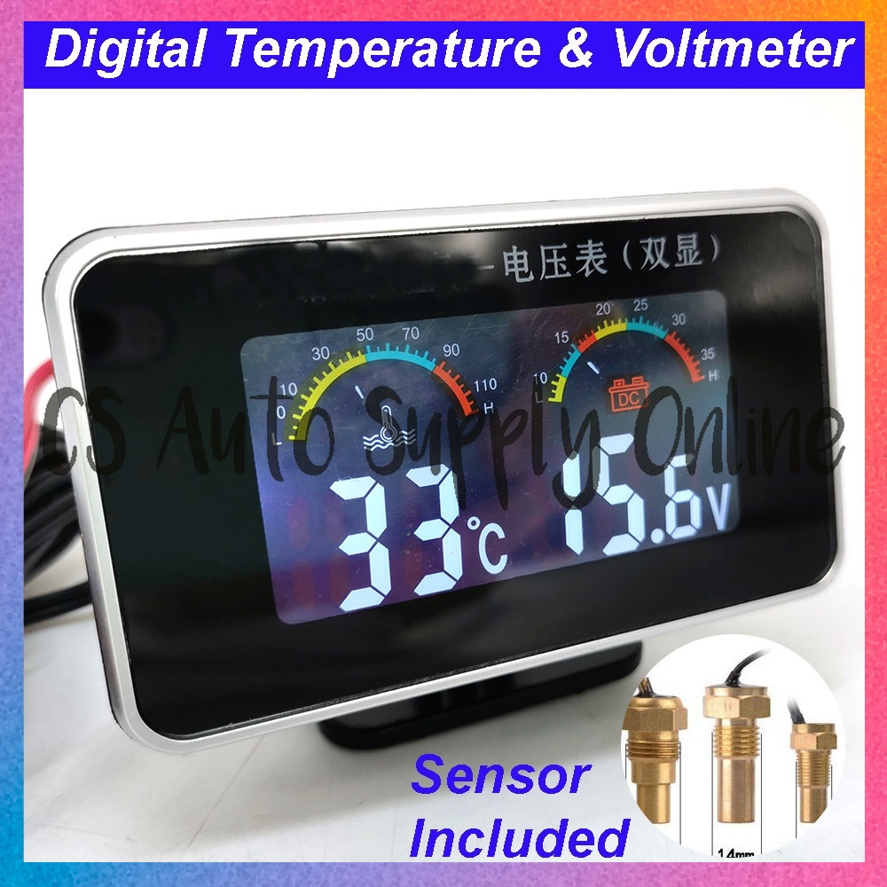 CS Car Lorry Digital Water Temperature Gauge 10mm 16mm Sensor Trailer ...