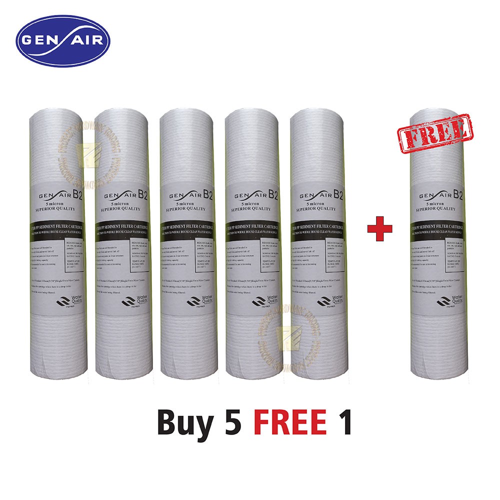 10"(5+1/pack) Gen Air 5 Micron PP Fiber Water Filter Refill-Black ...