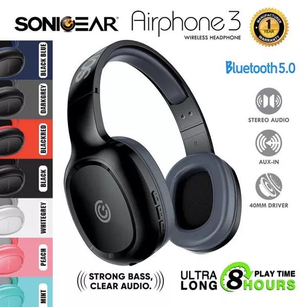 SonicGear AirPhone 3 Bluetooth Headphones With Mic | Built In ...