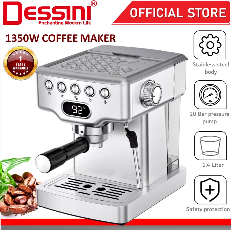 DESSINI ITALY 20 Bar Espresso Coffee Maker Brew Froth Cappuccino Latte ...